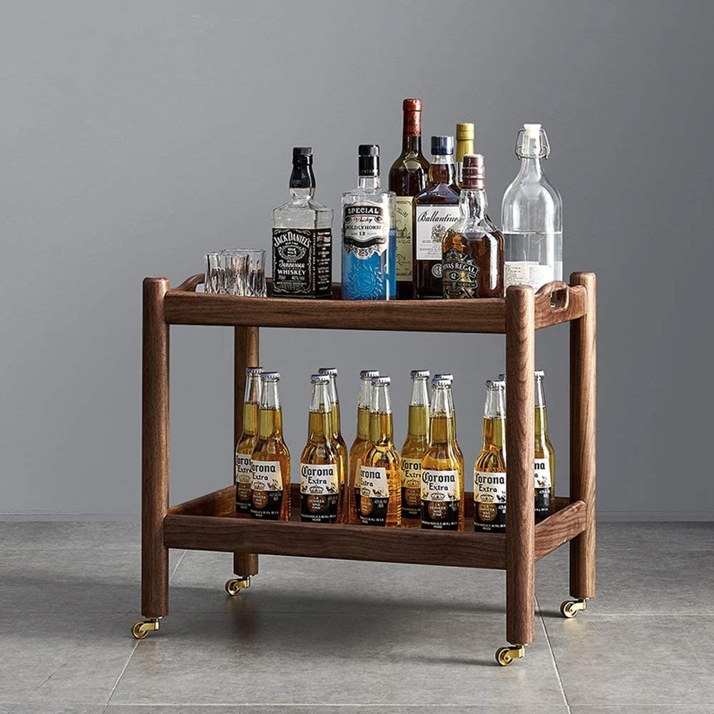 GAABAA Functional Trolley Shopping Cart with Storage Box Outdoor Drinks Tea Trolley Catering Mini Bar Bar Table Side Table Utility Cart Easy to Put for Home, Kitchen,Office