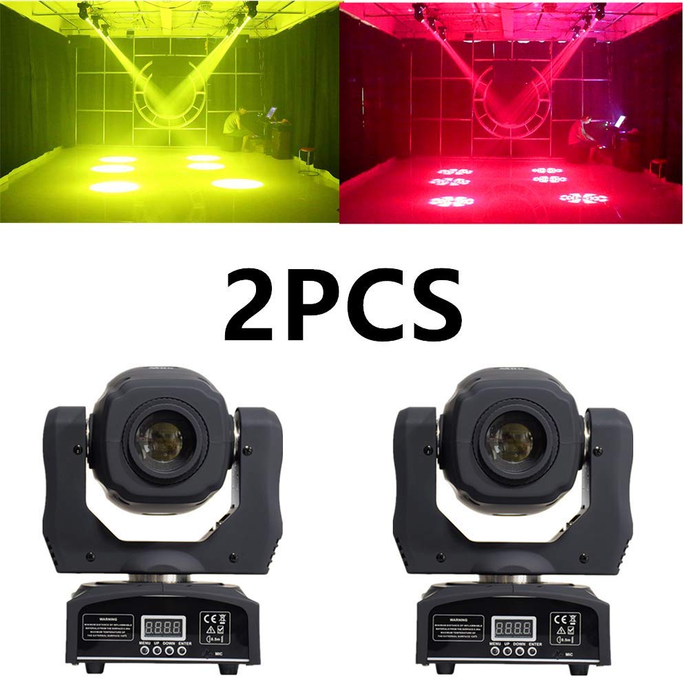 Stage Lights Moving Head Light 8 Gobos 8 Colors 11 Channels 2PCS 90W Spotlight DMX 512 with Sound Activated for Wedding DJ Party Stage Lighting âŚ