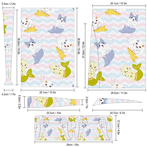 Cute Animal Mermaid Full Protective Skin Cover Design Wrap Decal Sticker Compatible with PS5 Disk Version Console and Controller