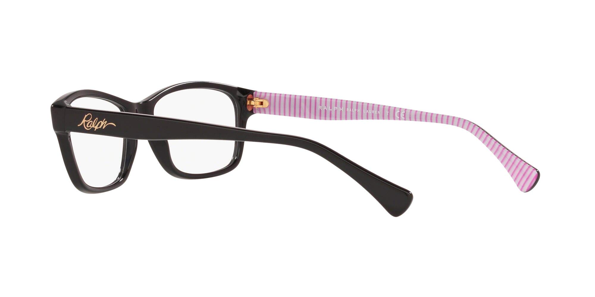 Ralph by Ralph Lauren Women's RA7108 Rectangular Prescription Eyewear Frames, Shiny Black Glitter/Demo Lens, 52 mm
