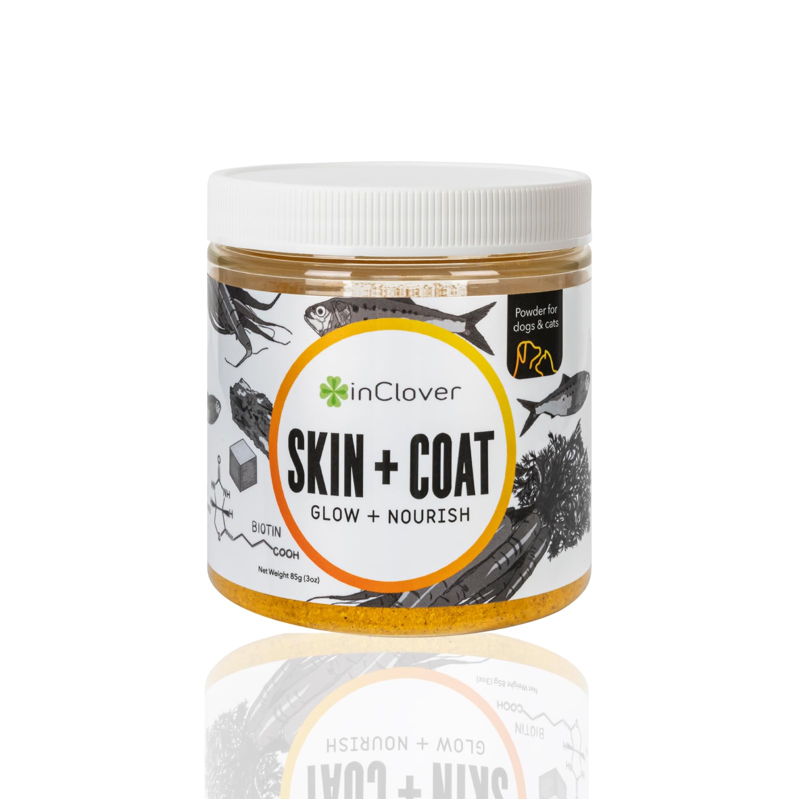 In Clover Dog Skin and Coat Supplement, BioRadiant Natural Supplement for Dogs, Healthy Skin and Coat Supplement, Fish Oil Alternative Uses Carrots, Coconut, Omega 3's, Biotin and Zinc Soothe Skin