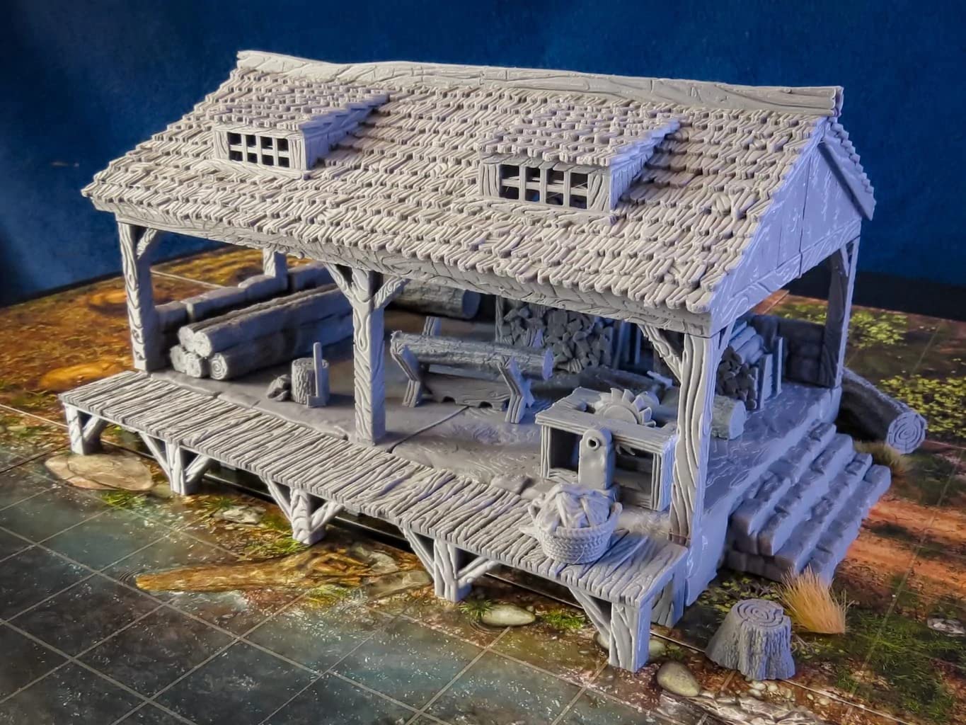 Washhouse and Woodcutter 28mm Scale Building for Medieval and Fantasy Village, DND Terrain 28mm for Dungeons and Dragons, D&D, Pathfinder, RPG, Age of Sigmar, Tabletop