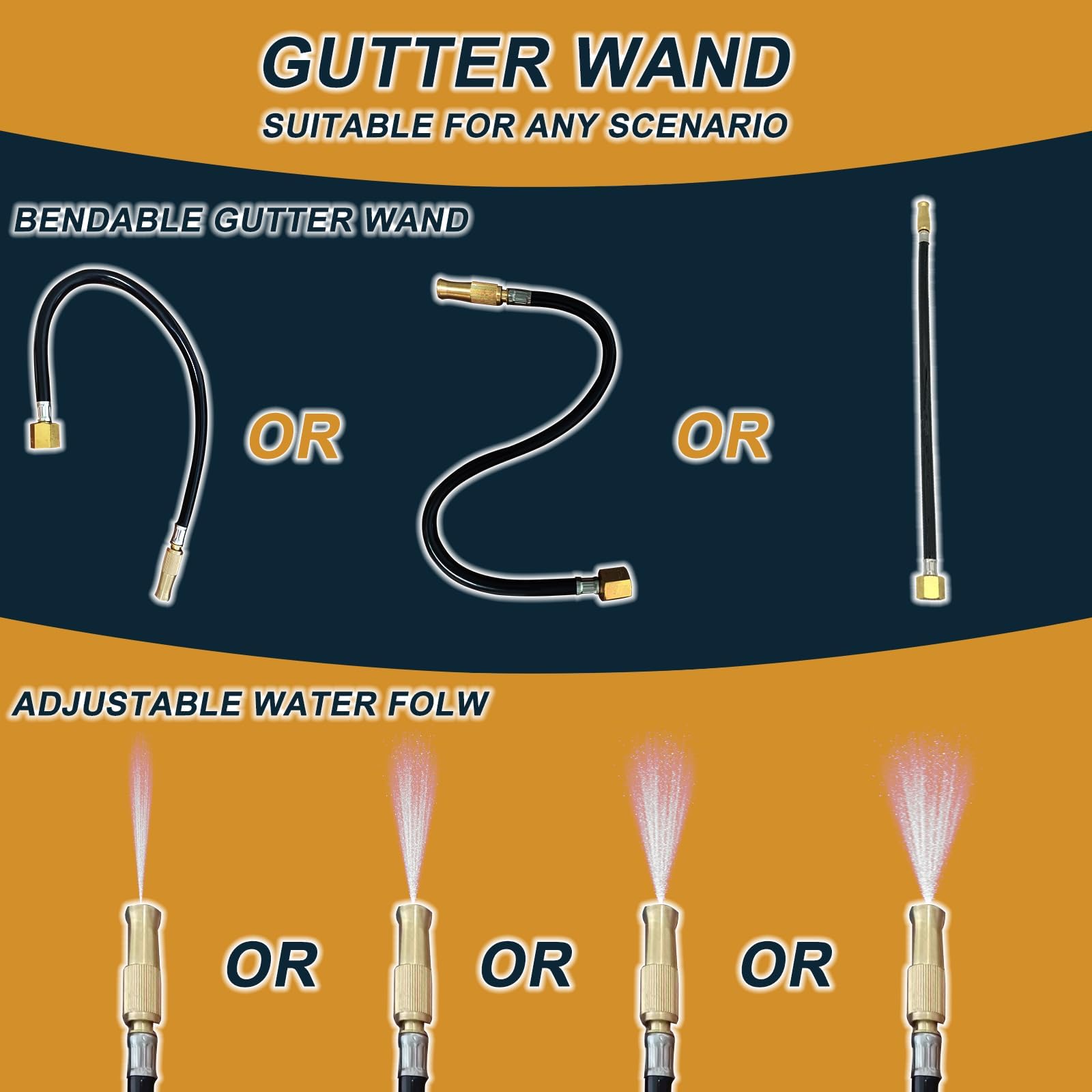 CooptryPoul Gutter Cleaning Tools From The Ground,7FT Gutter Cleaners Rain with 4 Extension Wand Bendable Gutter Wand & 4 Spray Patterns for Gutter Guard Roof Patio, AL01