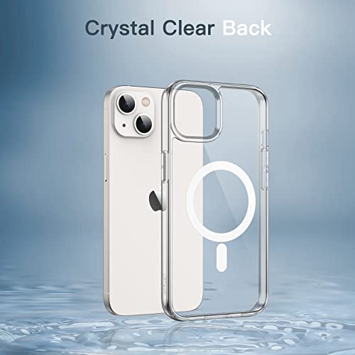JETech Magnetic Case for iPhone 13 6.1-Inch Compatible with MagSafe Wireless Charging, Shockproof Phone Bumper Cover, Anti-Scratch Clear Back (Clear)