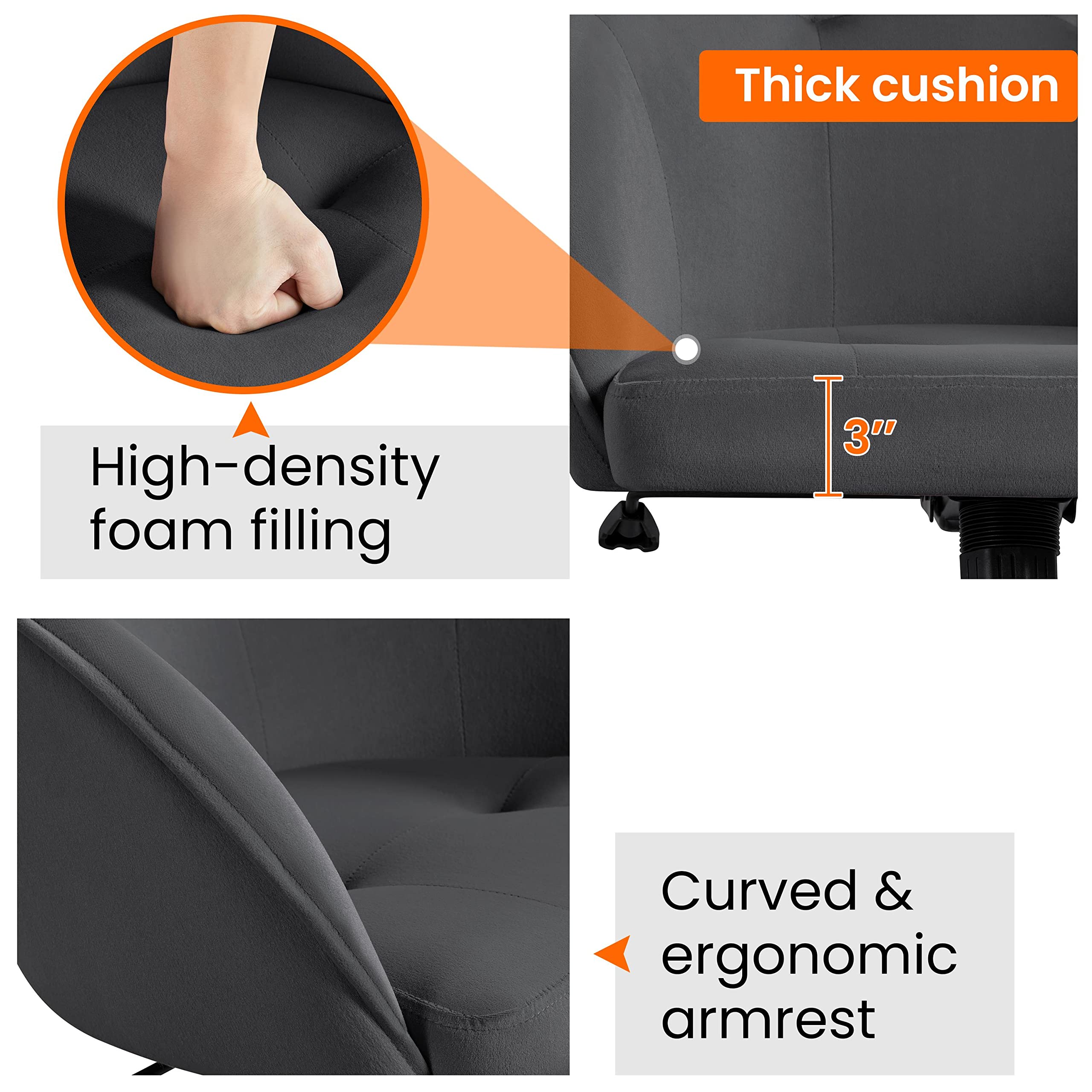 Yaheetech Office Chair Height Adjustable Mid Back Chair Swivel Large Seat Chairs Desk Chair Computer Chair on Wheels with Armrests
