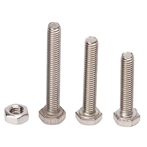 Hex Bolts Screw, Clear Thread Anti Oxidation 200PCS Uniform Pitch Heavy Duty Bolts Kit M4 with Storage Box for Machinery