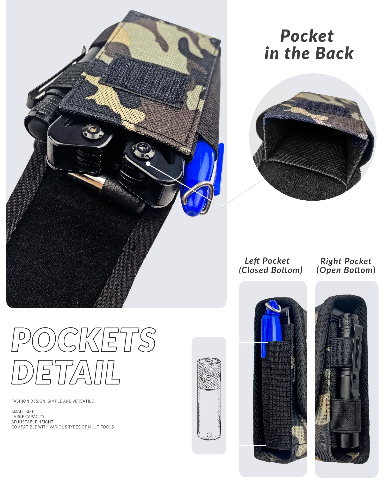 Multitool Sheath-Multi Tool Pouch,Multi Tool Sheath for Belt,Multitool Case,Pocket Knife Belt Holder,Small Tool Pouch Compatible with Multitool Accessories with Leather Logo and Belt Clip for Man