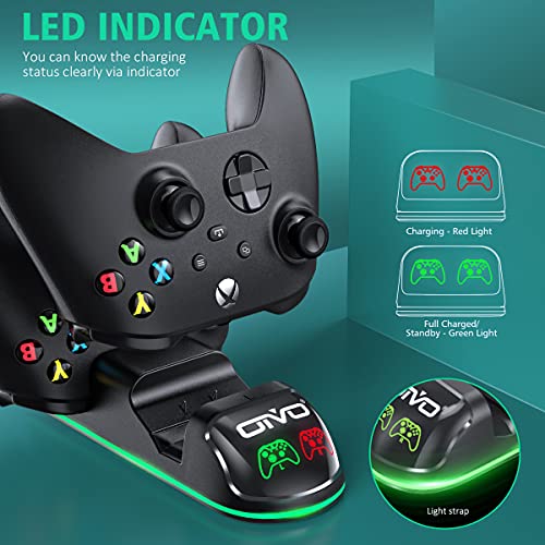 OIVO XSX Controller Charger Station with 2 Packs 3360mWh Rechargeable Battery for Xbox Series X/S/One/Elite/Core Controller, Charging Dock with 4 Packs Covers