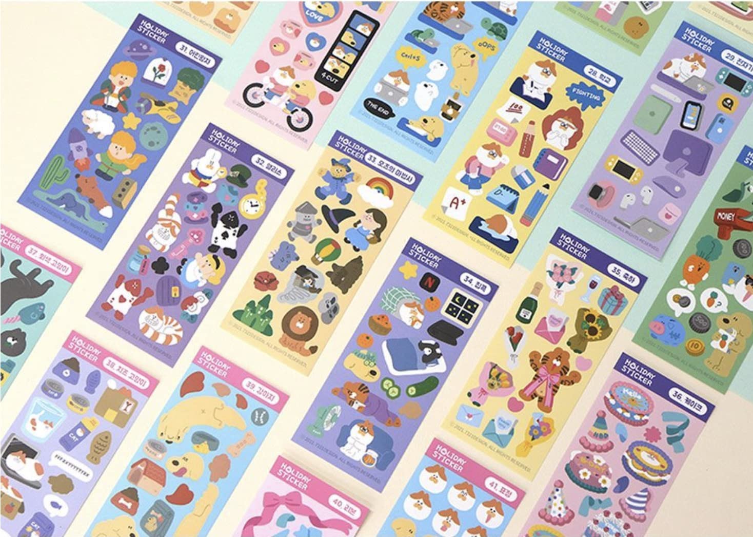 Cute Essential Kawaii Korean Removable Aesthetic Stationery BULK Sticker Pack - 42 Sheets (Total 650+) & 1 dalgaru cloud sticker sheet for polco, toploader, photocards, planners, diaries, journals, scrapbooks / gift for for girls, women, college, school