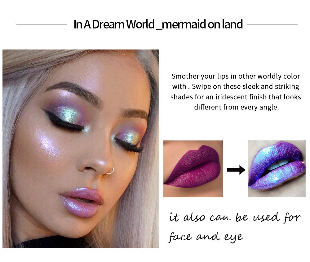 COOSA Glitter Liquid Lipsticks Set 6 color Diamond Shimmer Metallic Lipstick Waterproof Long Lasting Makeup Kit Face Eye Glow Shimmer Shinning Lip Gloss Set