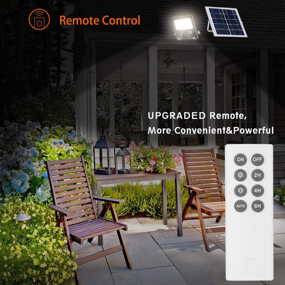 Richarm Solar Flood Lights Outdoor Remote Control Solar Power Led Lights 10W 500LM 25 LEDs IP65 Waterproof Solar Wall Lamp Floodlights for Gutter Shed,Business Sign