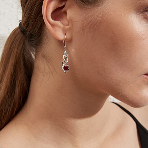 Dangle Earrings Silver Leverback Earrings Womens Infinity Dangle Earrings Sterling Silver Dangle Earrings Red Leverback Earrings for Women Twisted Dangle Earrings CZ Dangle Infinity Earrings