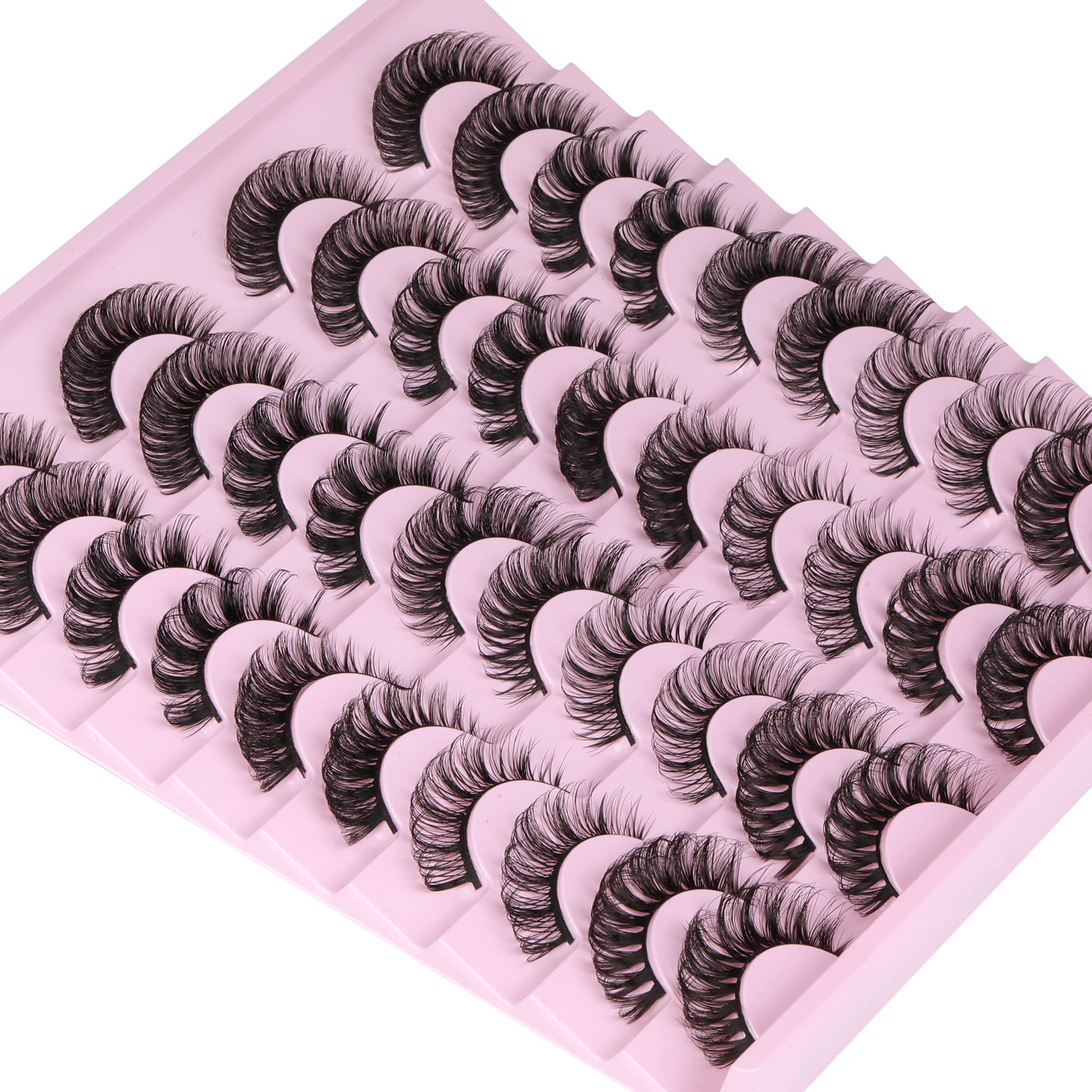 D Curl Strip Lashes Natural Look False Eyelashes Russian Strip Eye Lashes Wispy Long 5 Styles Fake Eyelashes Look Like Extensions 20 Pairs Multipack ALICROWN