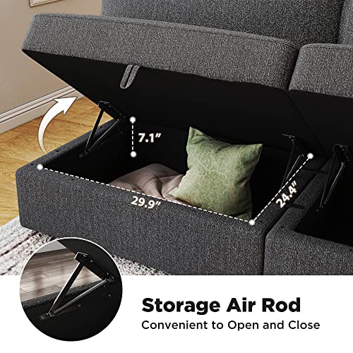 HONBAY Middle Seat Module Storage Ottoman Module for Oversized Modular Sectional Sofa Customizable Modular Couch, Middle Seat/Ottoman Module, Dark Grey