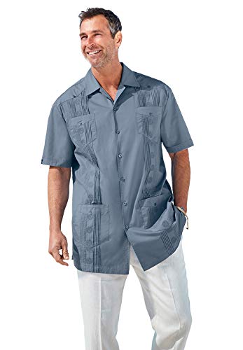 KingSize KS Island Men's Big & Tall ™ Short-Sleeve Guayabera Shirt - Big - 3XL, Blue Mirage