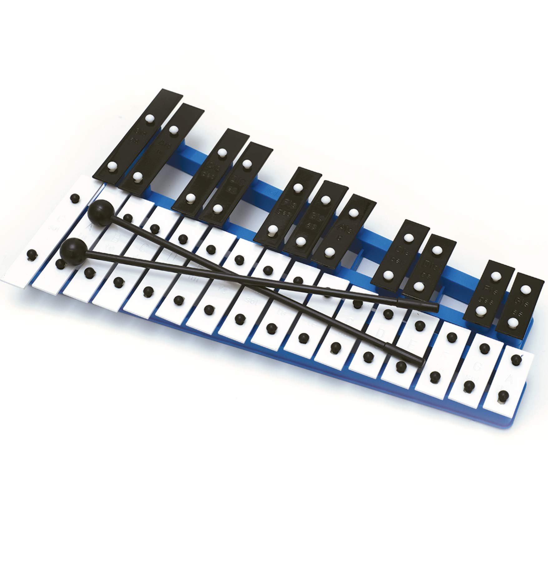 Professional Blue Plastic Soprano Glockenspiel Xylophone with 27 Metal Keys & Notes Engraved into Keys - Includes 2 Plastic Beaters