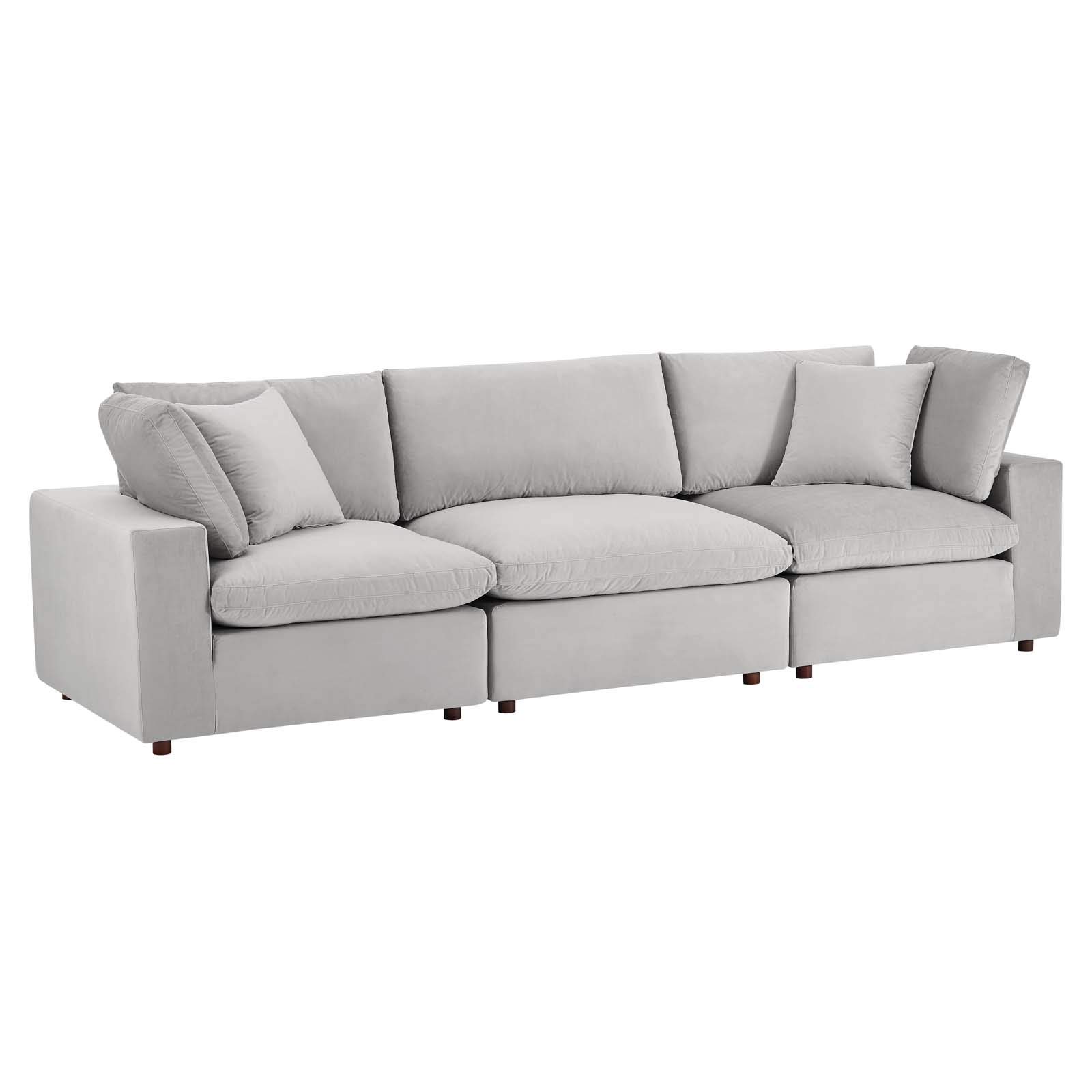 Modway Commix Down-Filled Overstuffed Performance Velvet 3-Seater Sofa