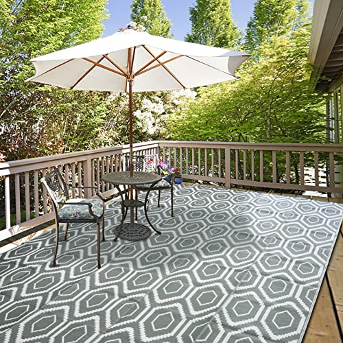 fifame Outdoor Camping Rug Patios Clearance Plastic Straw Weatherproof Reversible Mats, Large Floor Mat for RV, Backyard, Deck, Picnic, Beach, Trailer, Camping