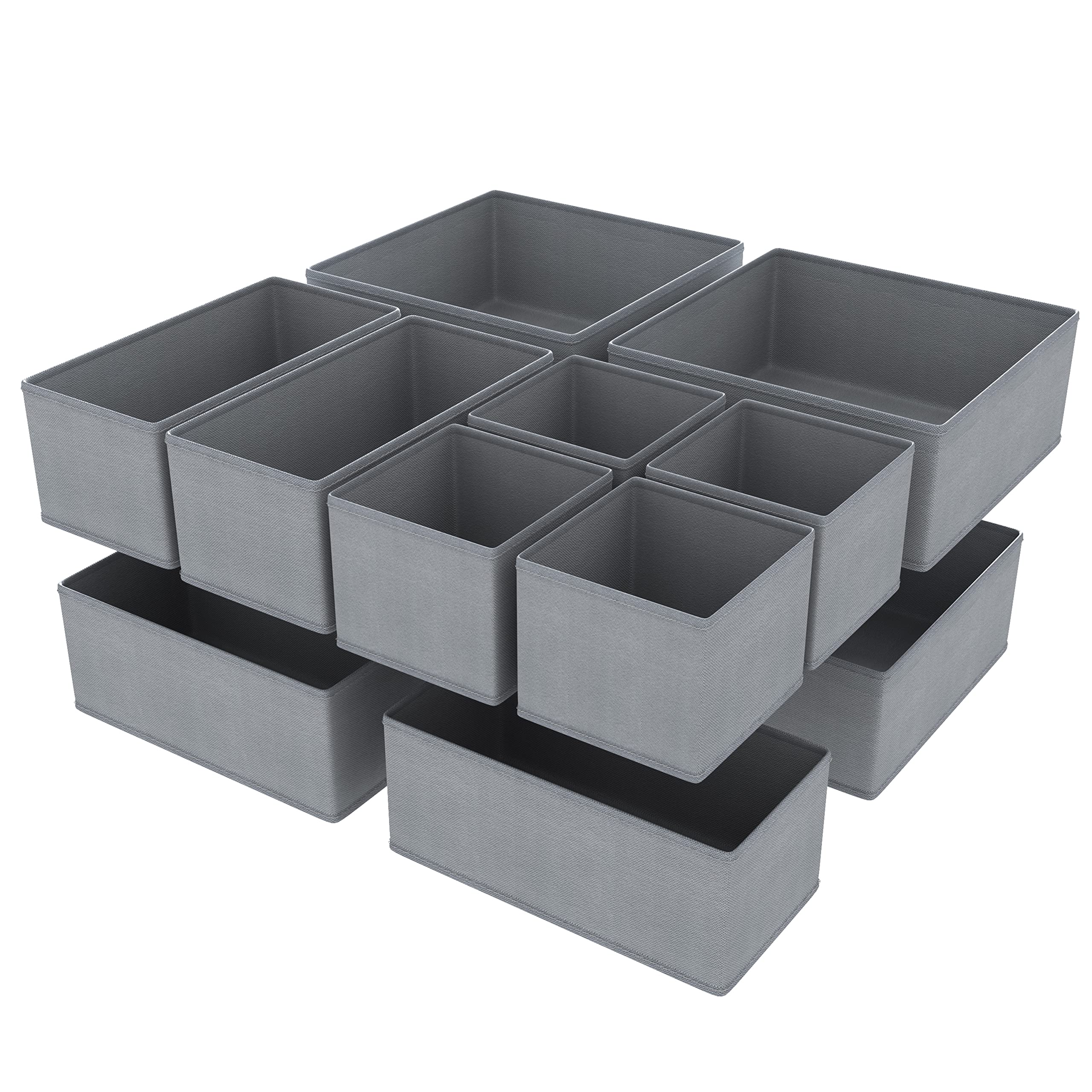 NAC HOOH Drawer Organizer Clothes 12Pack Underwear Drawer Organizer Foldable Closet Organizers and Storage Dresser Drawer Dividers for Clothes Socks Scarves Towels Ties (Gray) (12 PACK Gray)