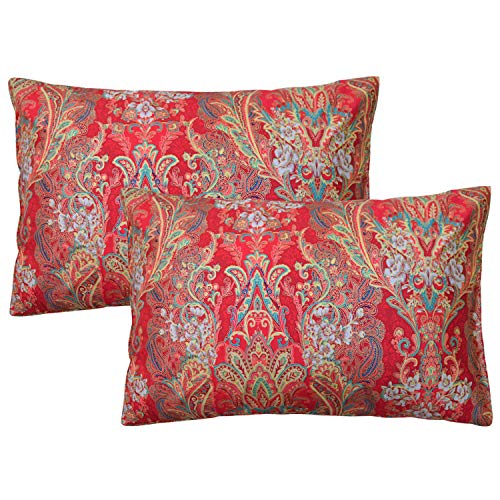 Softta Luxury European Floral Bedding Bohemian Queen 3 Pcs Damask Paisley Pattern Baroque Duvet Cover Sets 100% Egyptian Cotton 1000 Thread Count Burgundy red and Gold