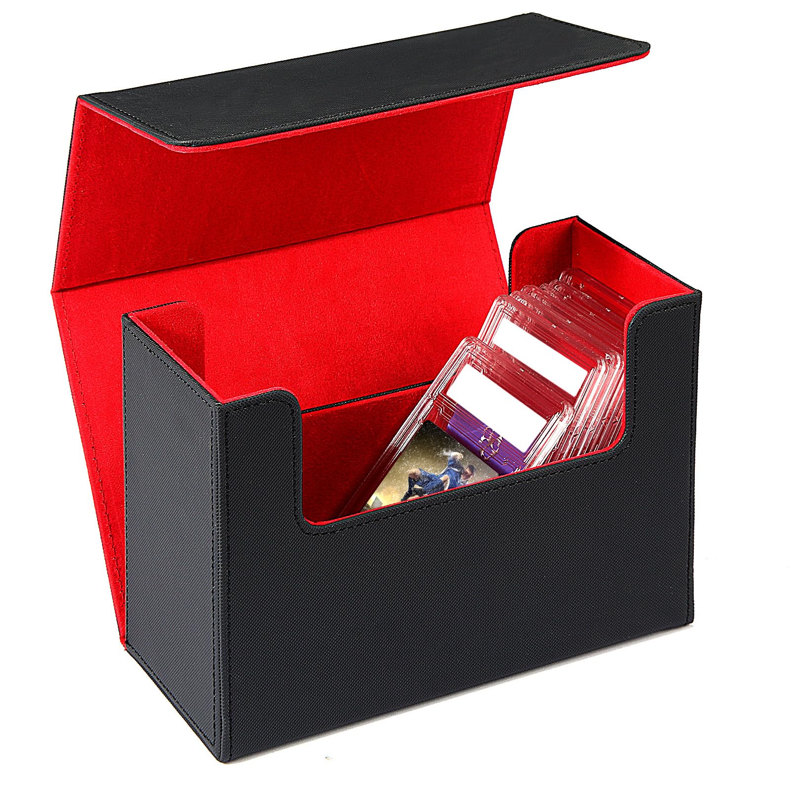 Epakh Graded Deck Card Storage for 32 4-Screw Trading Cards or 32 Graded Cards, Deck Trading Cards Box Holding Compatible with TCG MTG Storage Boxes for Baseball Play Cards(Black)