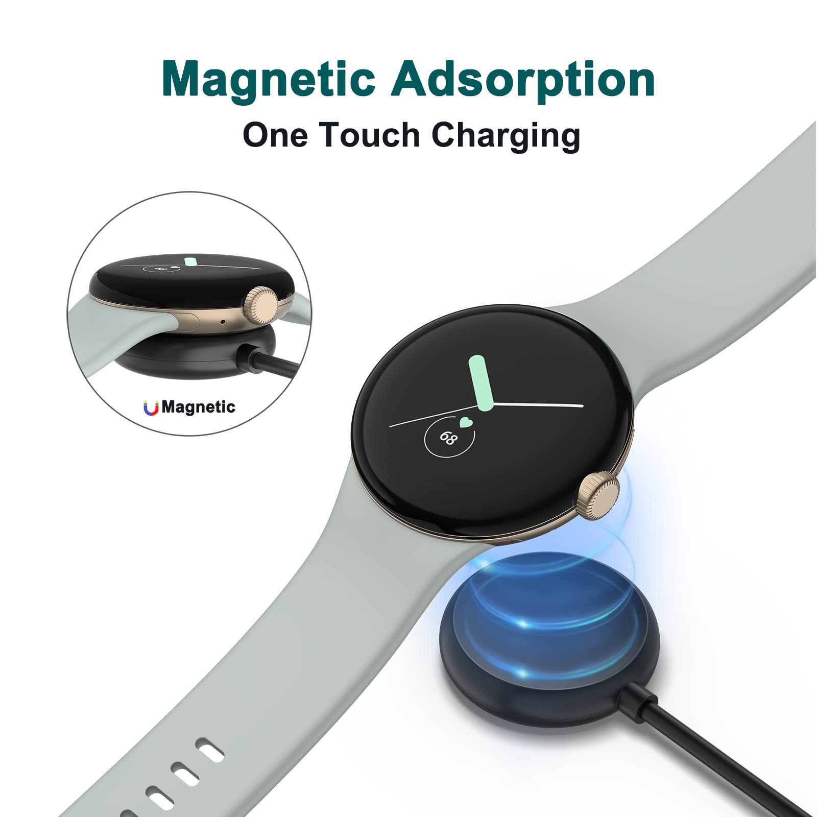 Charger Cable for Google Pixel Watch Charger (Not for Watch 2), Replacement USB Charging Cradle Dock Stand Cable for Google Pixel Watch (3.3 ft)