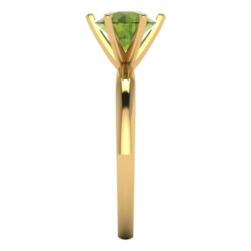 Clara Pucci 1.50 ct Round Cut Solitaire Genuine Natural Green Peridot Engagement Bridal Promise Anniversary Ring in 14k yellow Gold