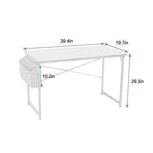 SogesHome 39.37 inches Computer Desk Laptop Table Home Office Workstation Gaming Desk Writing Table with Side Storage Box, Earphone Rack, Teak