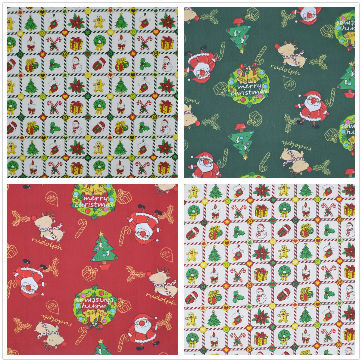 iNee Christmas Fat Quarters Fabric Bundles, 100% Cotton Quilting Sewing Fabric, 18 x22 inches