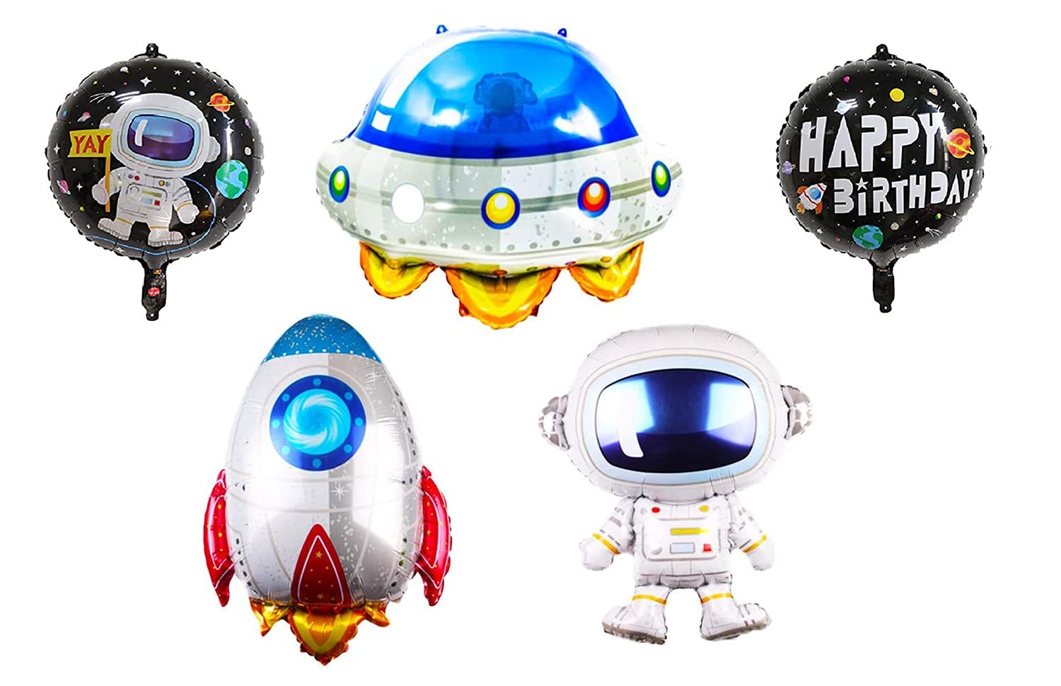 Linbloom Colorful Large Outer Space Astronaut Cartoon Balloon Children Rocket Ship Space Theme Party Baby Shower Birthday Decoration Supplies