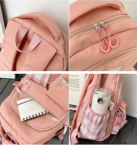 kiobrvhe Kawaii Backpack with Cute Accessories Laptop Backpack Lightweight Waterproof Casual Rucksack for Hiking Travel Sports (D Black)