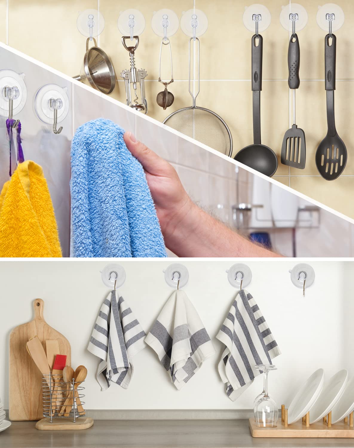 LUPYJI Suction Cup Hooks, Transparent PVC Removable Suction Cups for Glass Windows, Mirrors, Doors, Tiles (15 Pack)