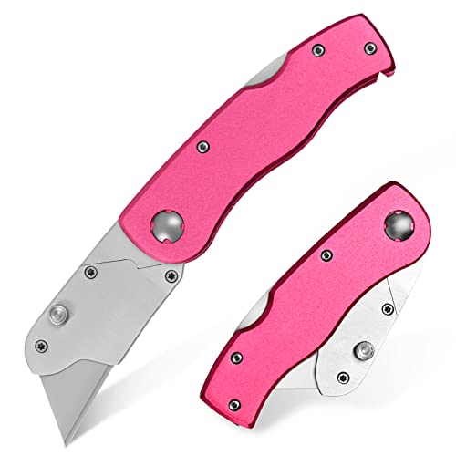 DISPATCH Folding Utility Knife Paper Cutter Stainless Steel Plastic Handle Replaceable Blade Utility Craft Knife Cutter