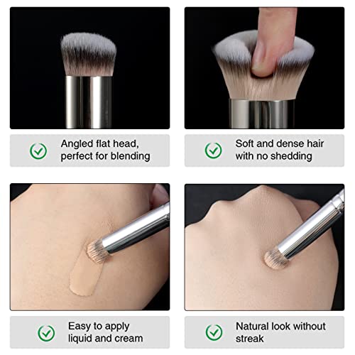 Foundation Brush for Liquid Makeup,Under Eye Concealer Brush Kabuki Set Small Angled Face Cream Blending Air Brushes Dense