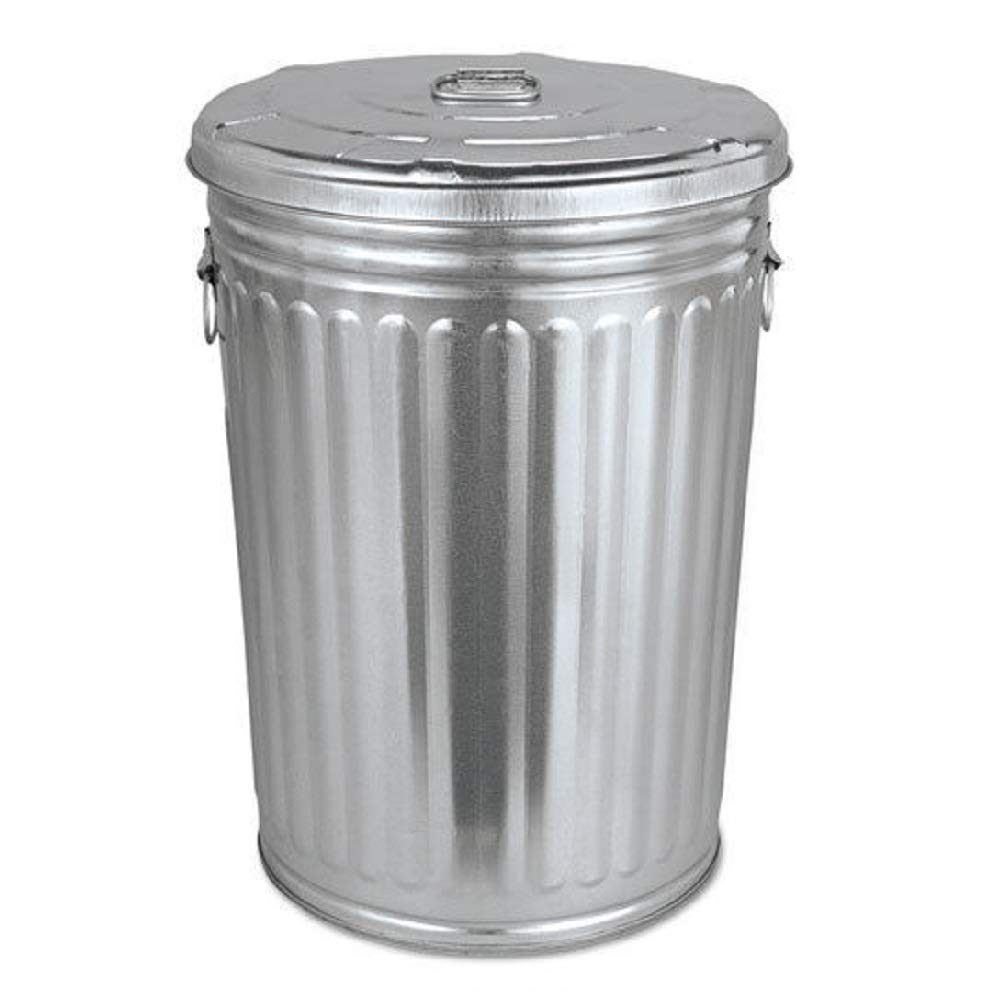 KCHEX Trash can with lid - Pre-Galvanized Trash Can with Lid Round, Steel, 20gal, Gray, Sold as 1 Each - Metal Trash can - Outdoor Garbage can with lid - Galvanized Trash can with lid.
