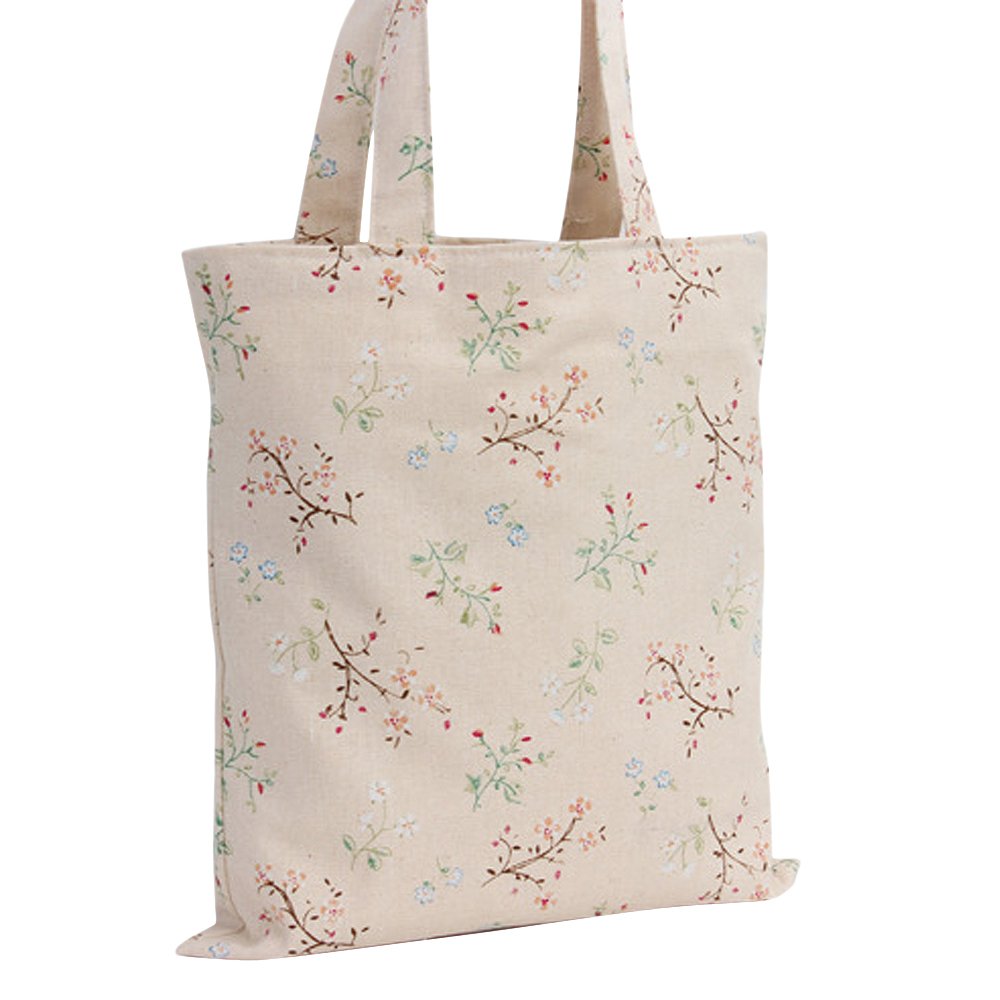 Caixia Women's Charming Floral Branch Canvas Tote Shopping Bag Beige (Zip closure)