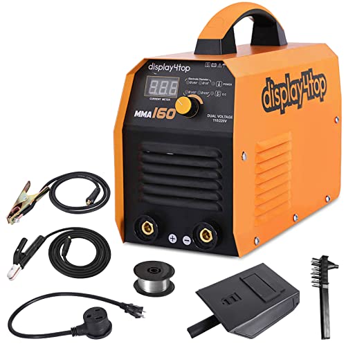 display4top MMA Stick Welder, 160A ARC Welder Machine IGBT Digital Display LCD Hot Start Inverter DC Stick Welder, 110/220V Dual Voltage Portable Welding Machine