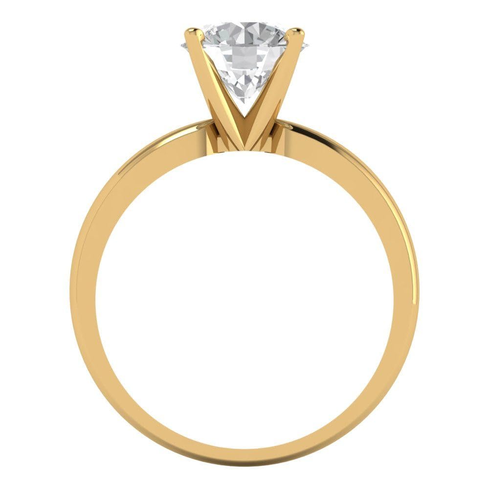 Clara Pucci 1.50 ct Round Cut Solitaire Moissanite Engagement Wedding Bridal Promise Anniversary Ring 18K Yellow Gold Size 5.25