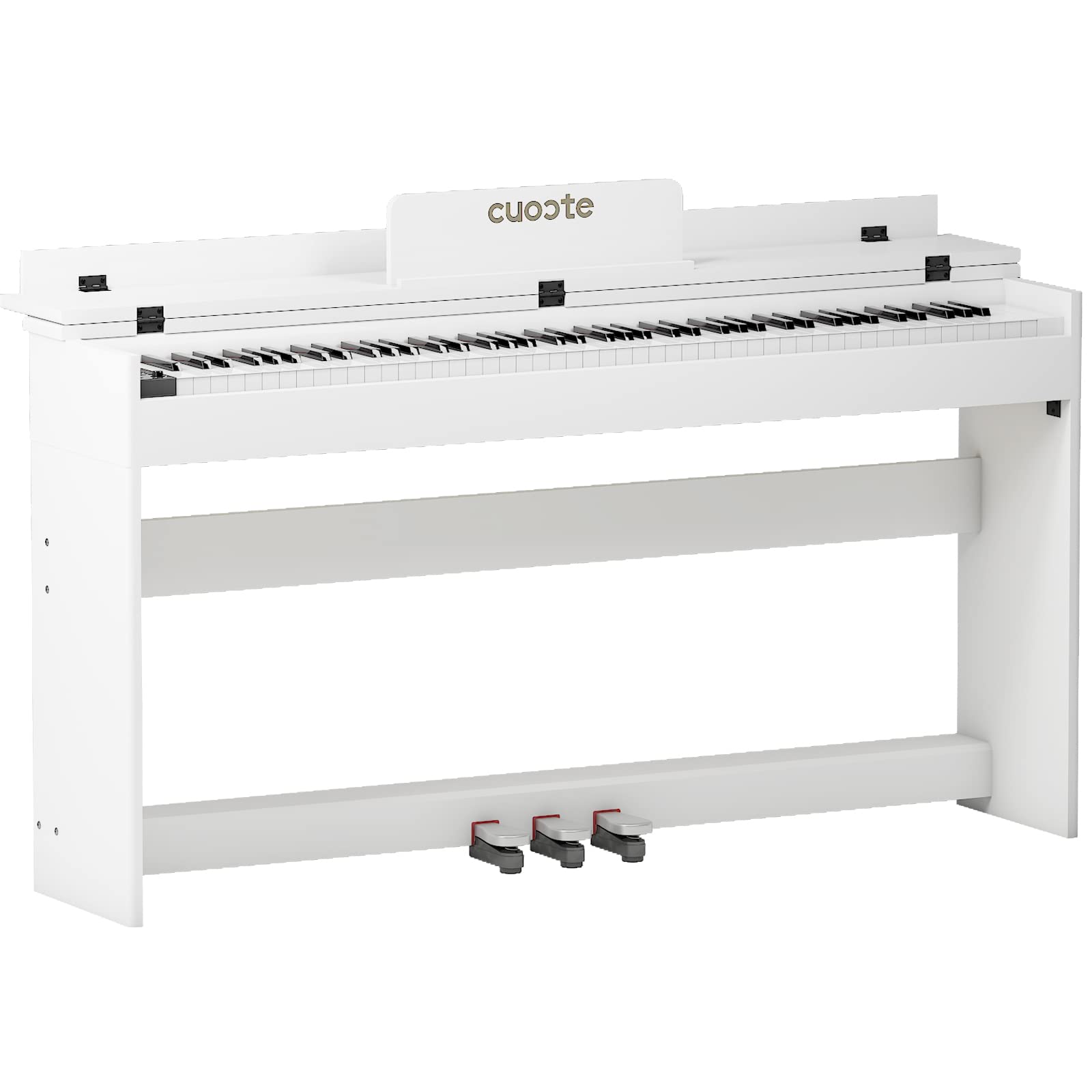 cuoote 88 Key Digital Piano Full Size Electric Keyboard w/Power Adapter, 3 Metal Pedals, Music Stand, Headphone Jack, Instruction Book for Beginner/Adults, White
