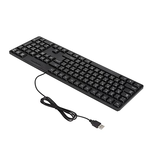 Gaming Keyboard, ABS Material 104 Keys USB Interface Wired Design Black Color Office Keyboard for Laptop