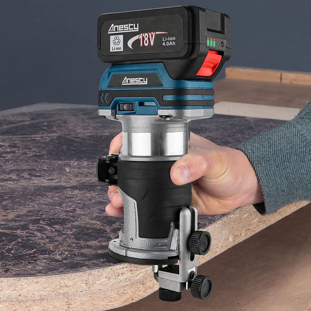 Cordless Trim Router Woodworking Kit - 18V Brushless Palm Router Compact Router with Trimmer/Fixed Base, Variable Speed Wood Router Laminate Trimmer Tool with Fast Charger, 1/4" & 3/8" Collet etc