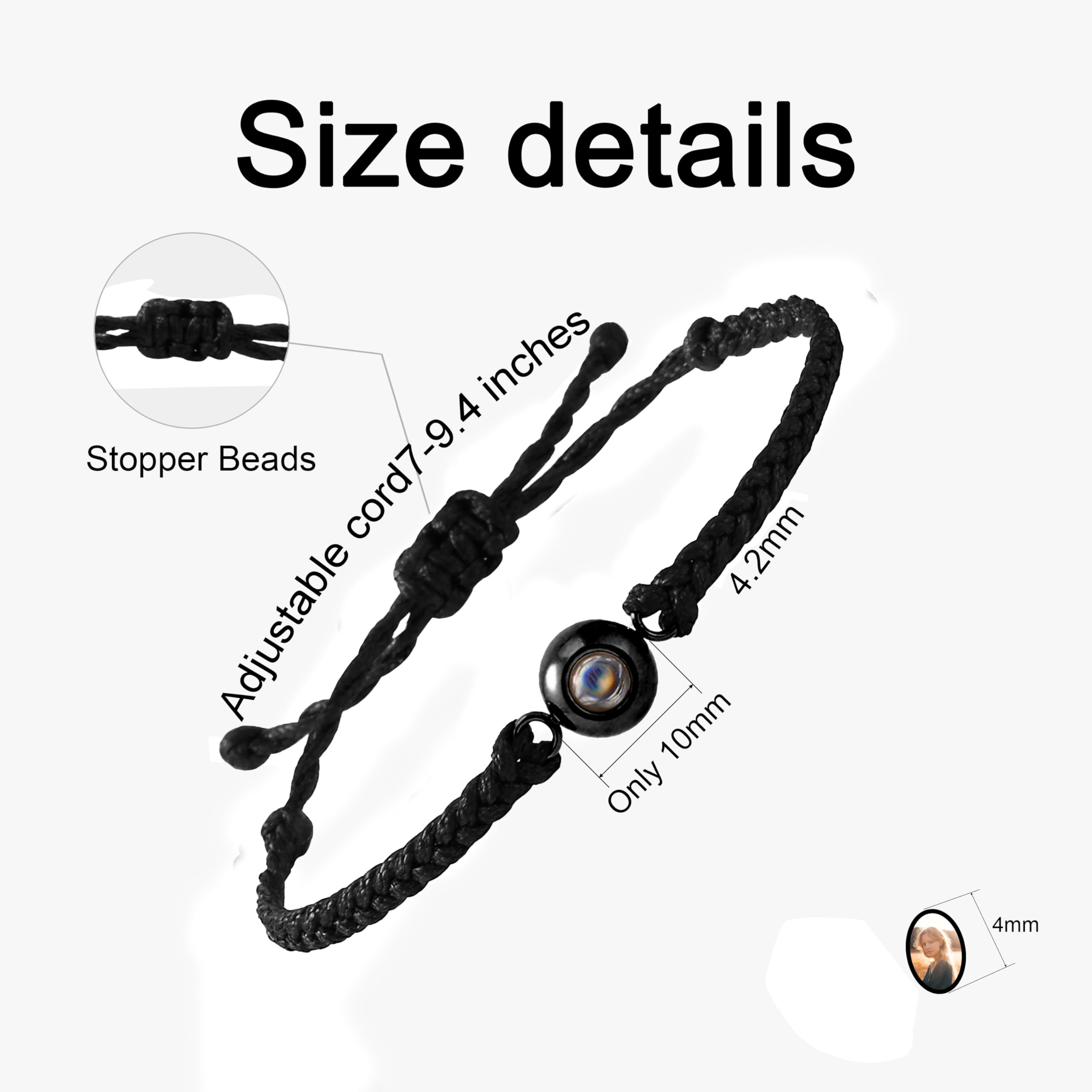 EMIRISTIC Personalized Photo Bracelet With Picture Inside - Handmade Free Size Custom Picture Bracelet for Men - Valentine's Day Birthday Any Special Day Gifts