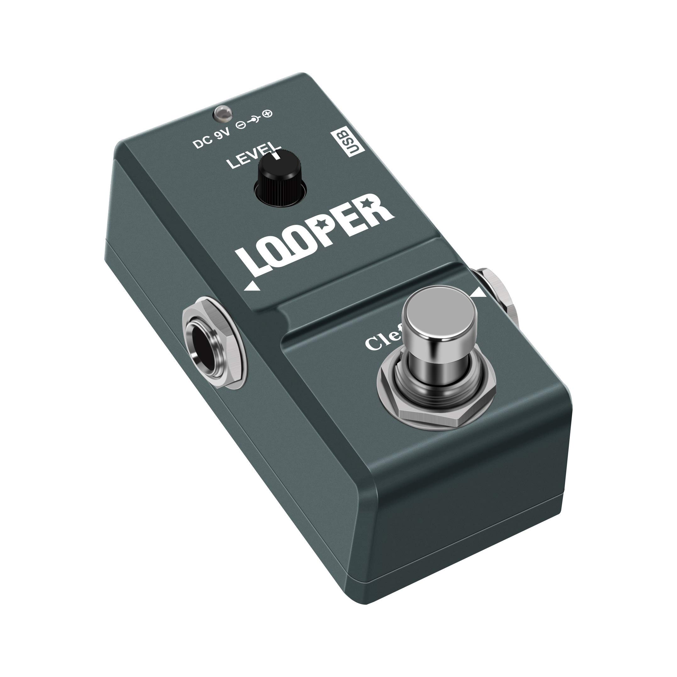 Clefly Tiny Looper Pedal Electric Guitar Effect Loop Pedal 10 Minutes of Looping Unlimited Overdubs USB Port True Bypass