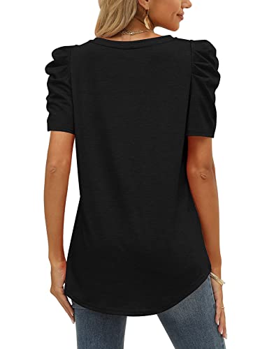 Womens Summer Tops Black Shirts for Women Oversized T Shirts Casual Loose Fit XXL