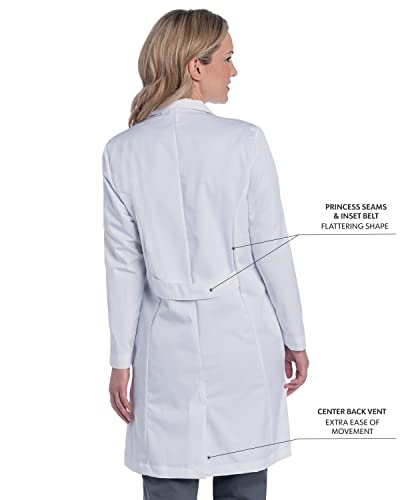 Landau womens Landau Relaxed Fit 5-pocket 4-button Full-length for Women 3153 Medical Lab Coat, White Twill, 16 US