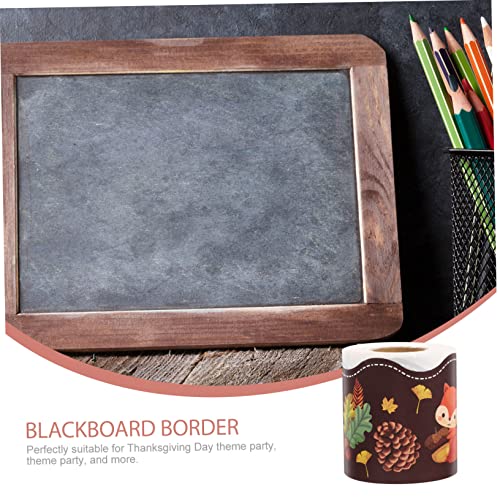 Ciieeo 1 Roll Chalkboard Stickers Thanksgiving Borders Stickers Autumn Wave Board Borders Autumn Board Borders Stickers Maple Leaf Borders Fall Border Trim Autumn Leaves Sector Paper