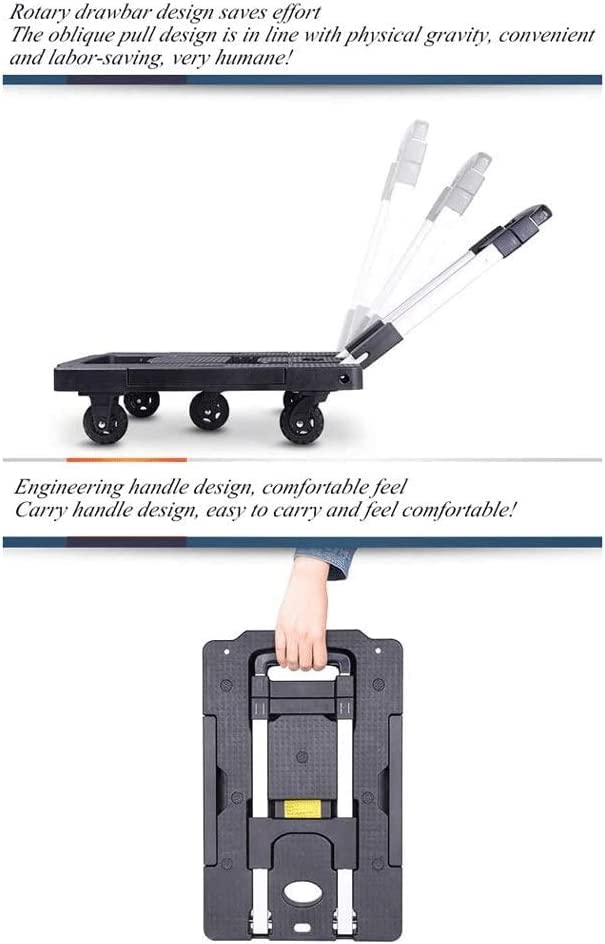 FBITE Folding Hand Truck 5-Wheel Folding Trolley, Maximum Load-Bearing 60 kg Folding Hand Dolly for Shopping, Business Travel, Cargo Handling, Home Office.