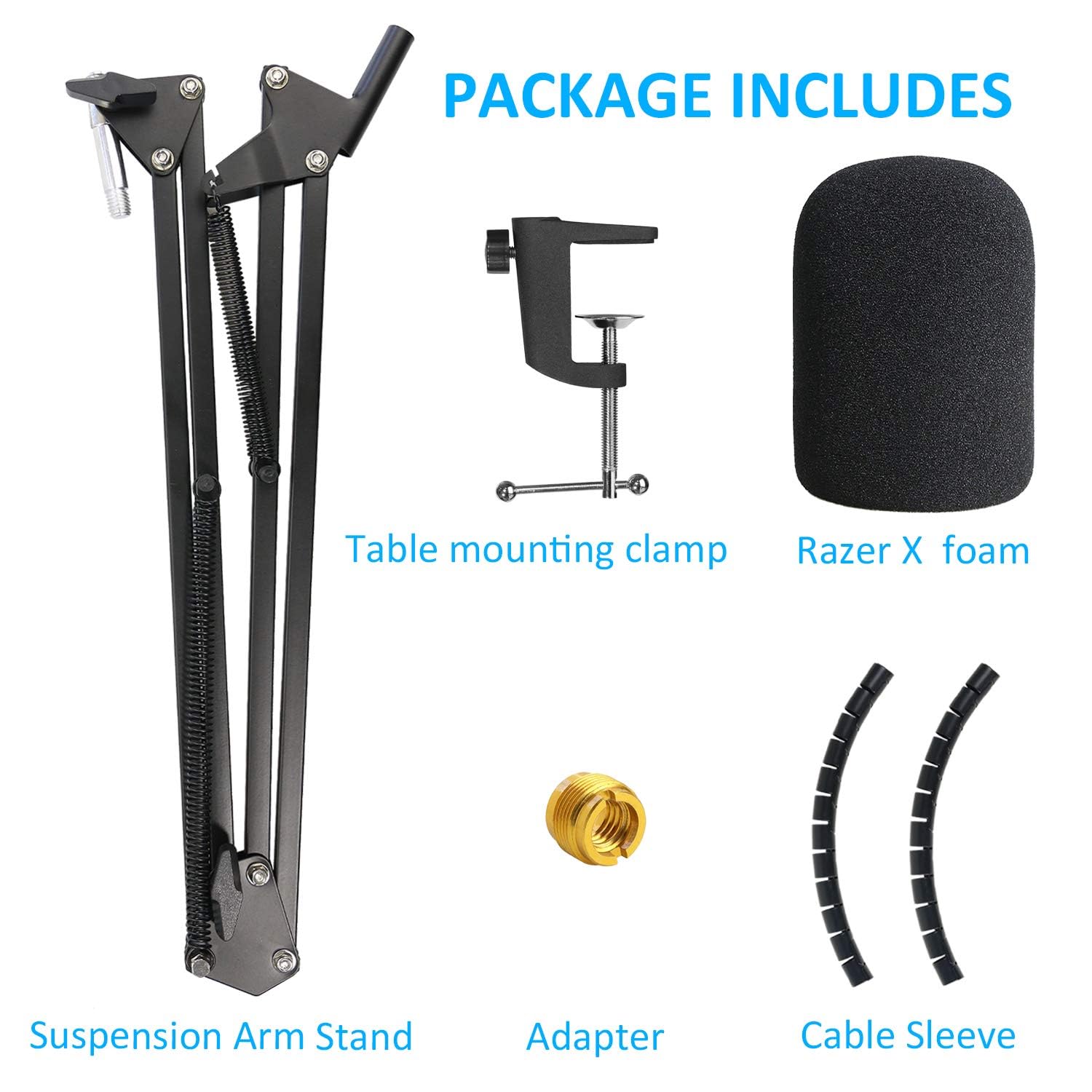 Razer Seiren X Mic Stand with Pop Filter - Mic Boom Arm and Windscreen Foam Cover Compatible with Razer Seiren X Streaming Microphone by YOUSHARES