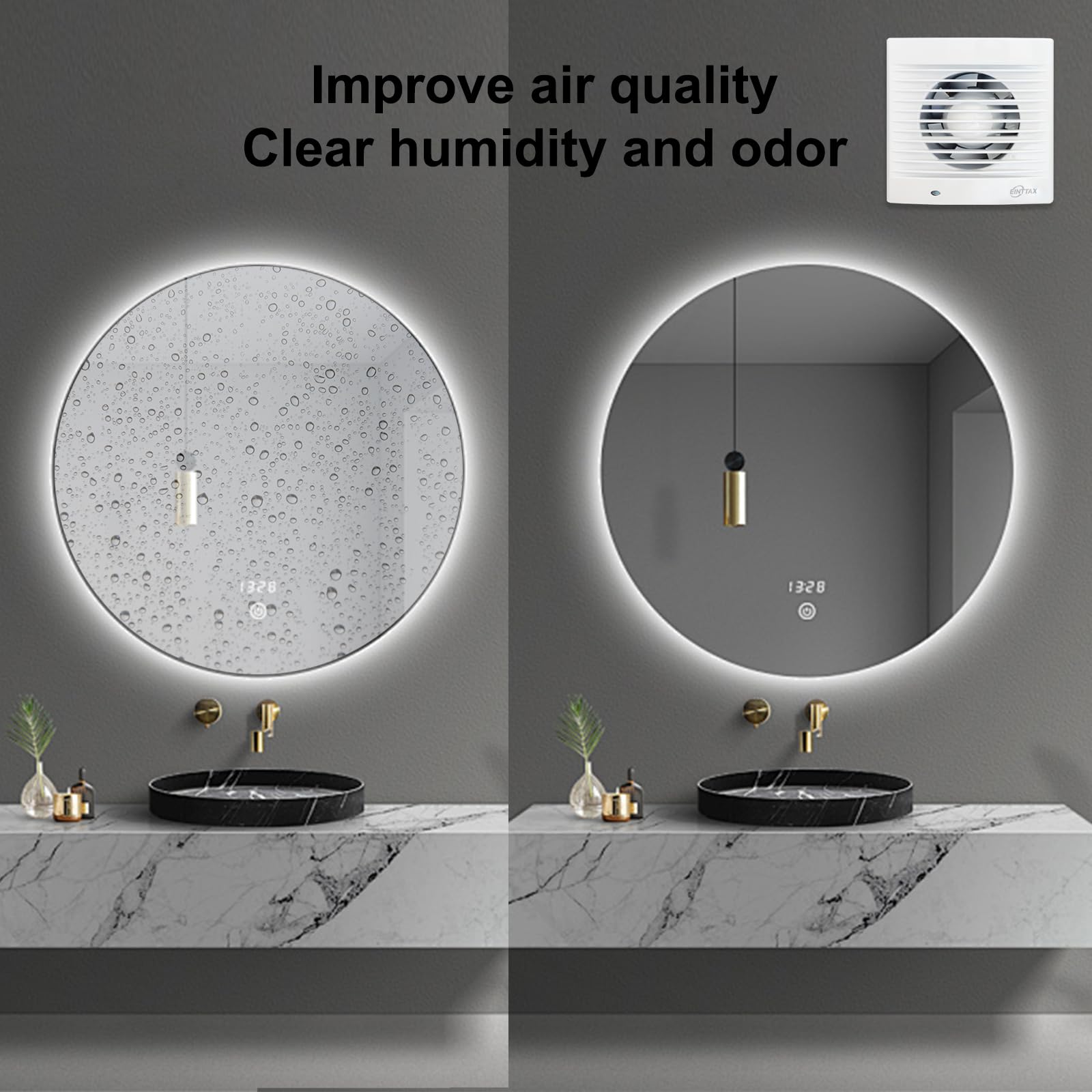 EINTTAX 4 Inch Bathroom Exhaust Fan, Wall/Window Mount Ventilation Bathroom Vent Fan, 34dB Low Noise, 12W, White, US Plug (EIN-E10)