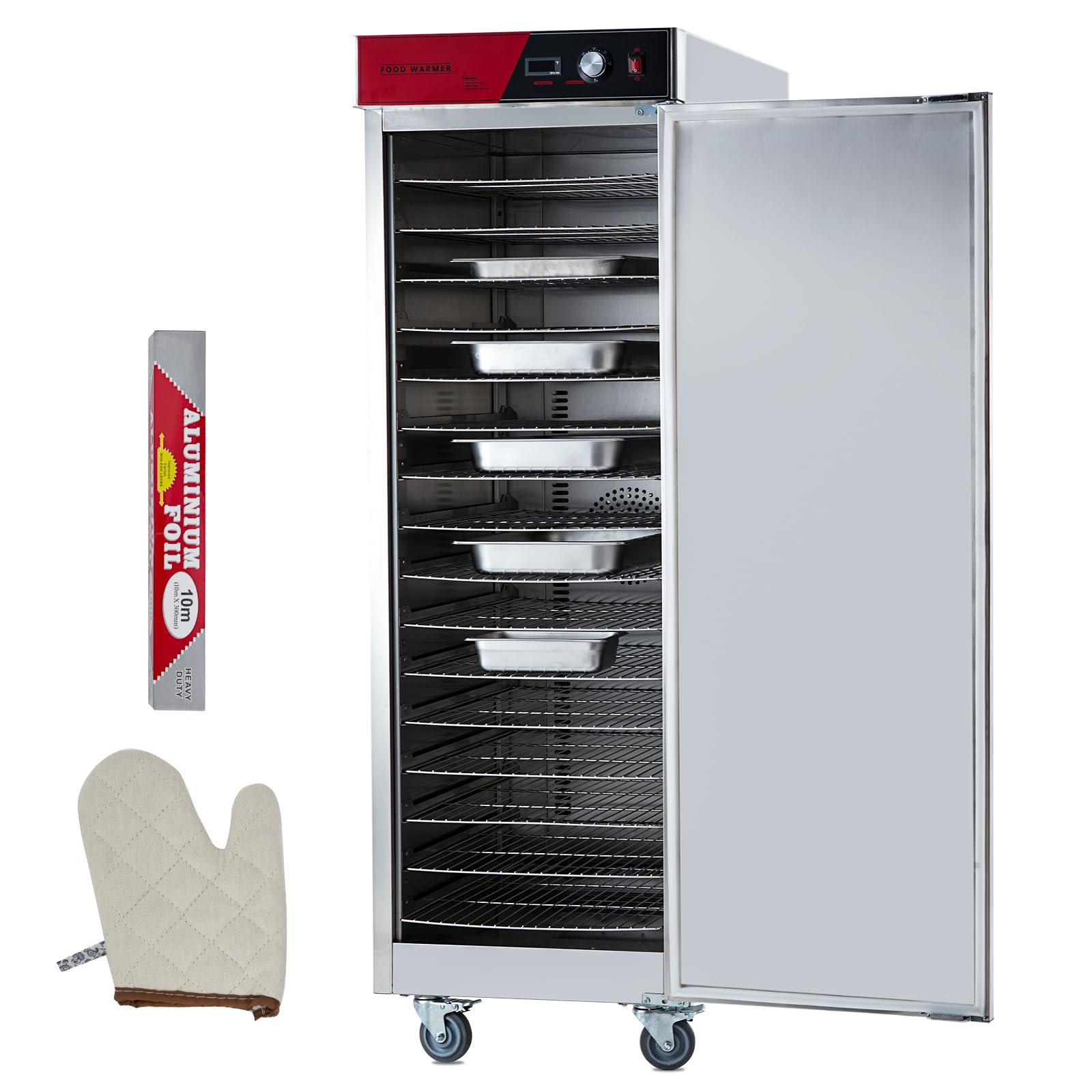 GarveeHome Hot Box Food Warmer - Multifunctional Storage, Stainless Steel, Excellent Insulation, 850W Cabinet, Water Tray, Restaurant Grade,Single Door,16th Floor,35 * 23 * 71inch